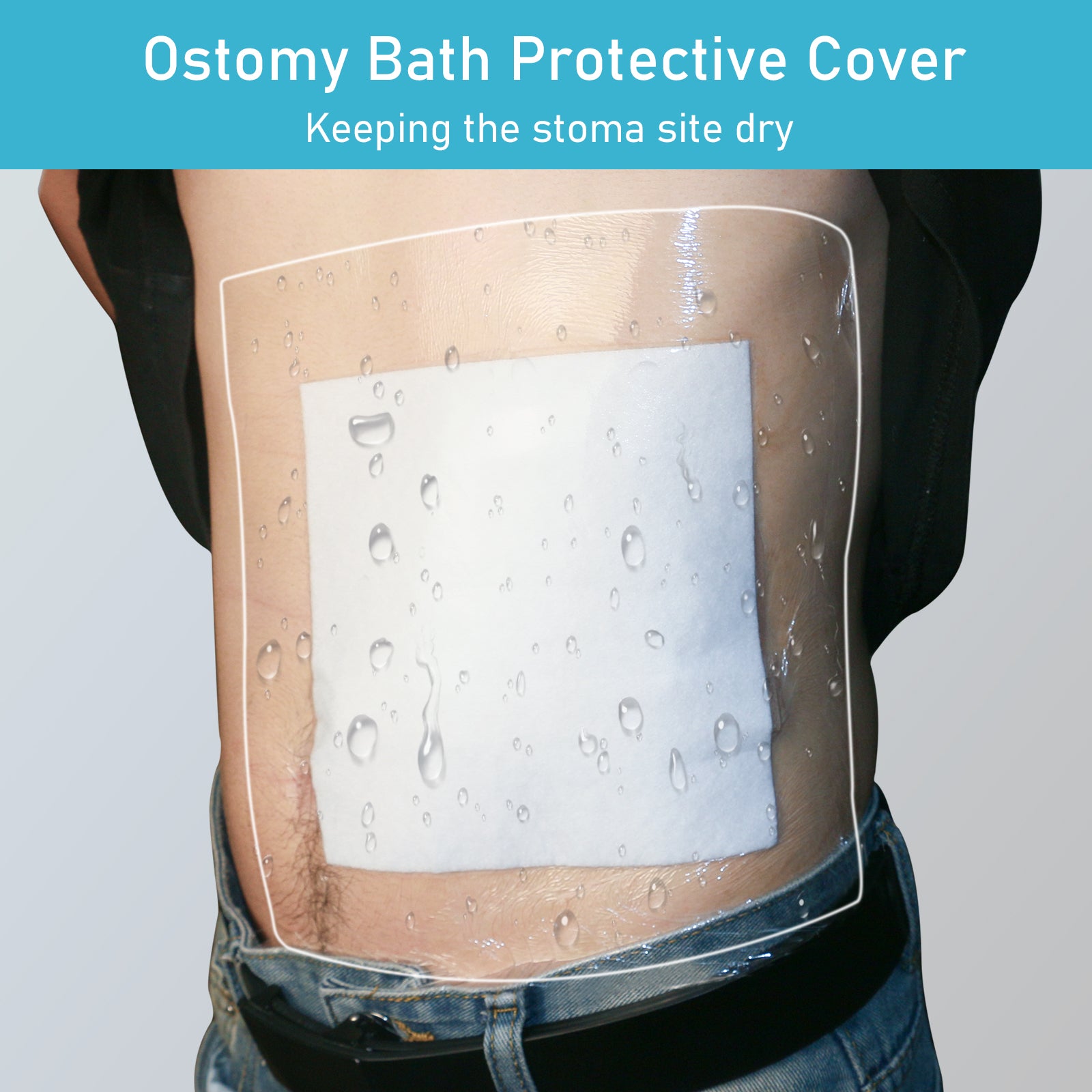 25 Pcs Waterproof Ostomy Bag Shower Cover 10"x10", Stoma Bath Protecto ...