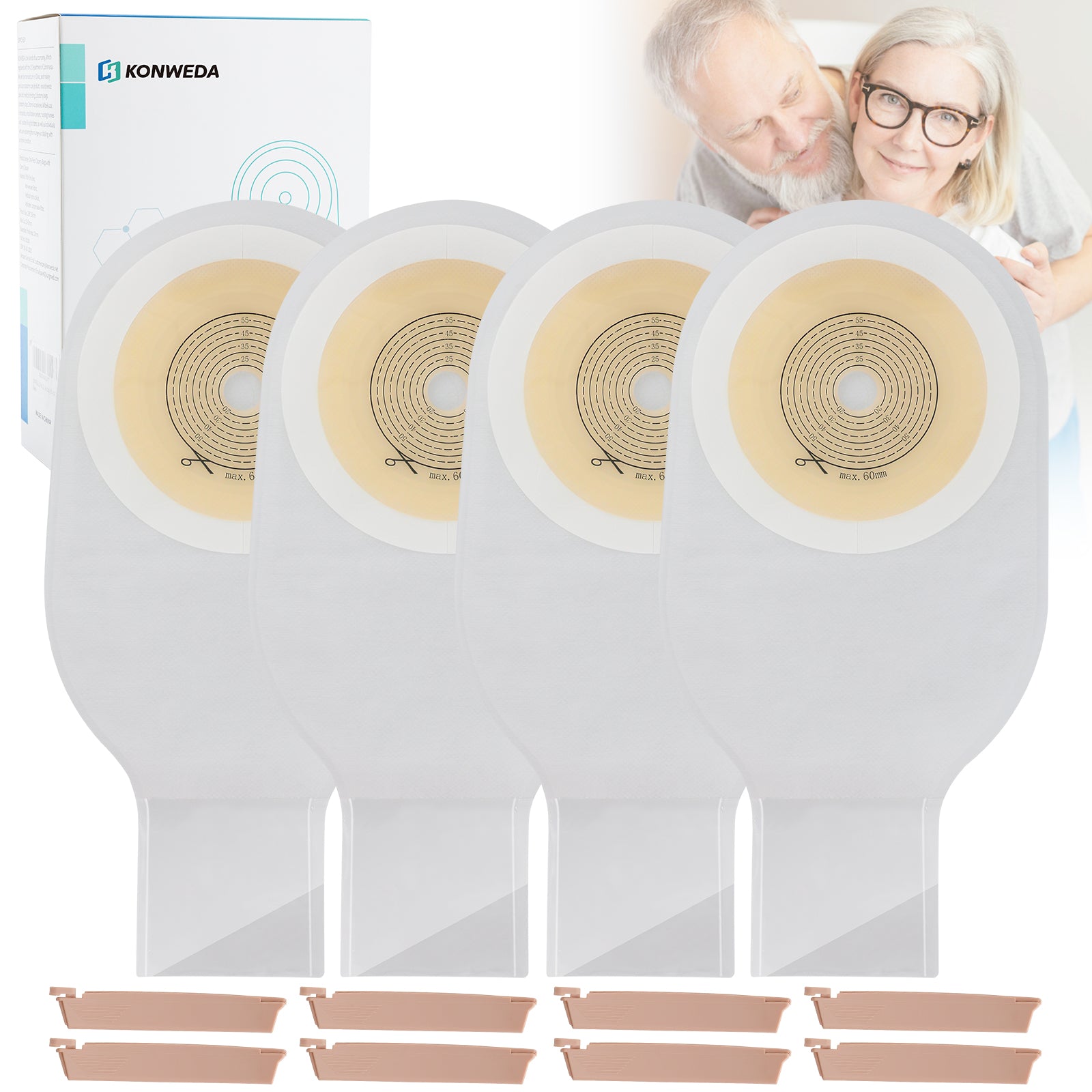 25 Pack Colostomy Bags, Ostomy Drainable Pouches with Clamp Closure fo ...