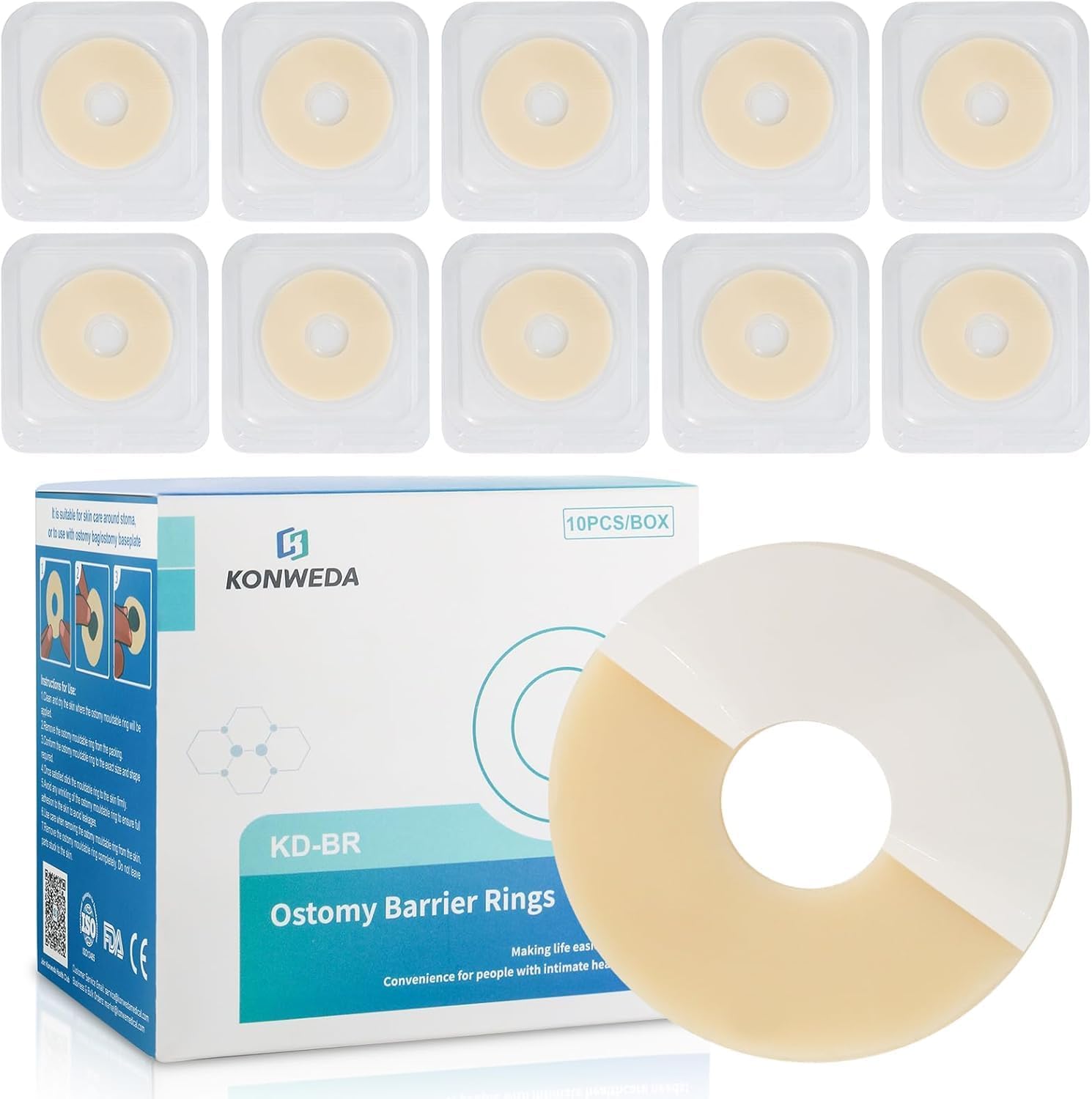 Ostomy Barrier Rings-Outer Diameter: 2" (48mm) 4mm Thickness - 20 PCS ...