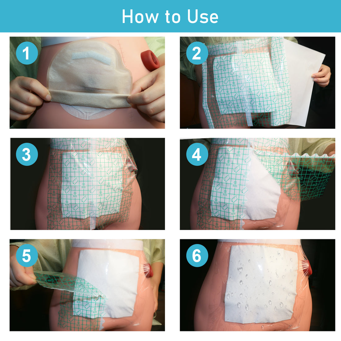 25 Pcs Waterproof Ostomy Bag Shower Cover 10"x10", Stoma Bath Protecto ...