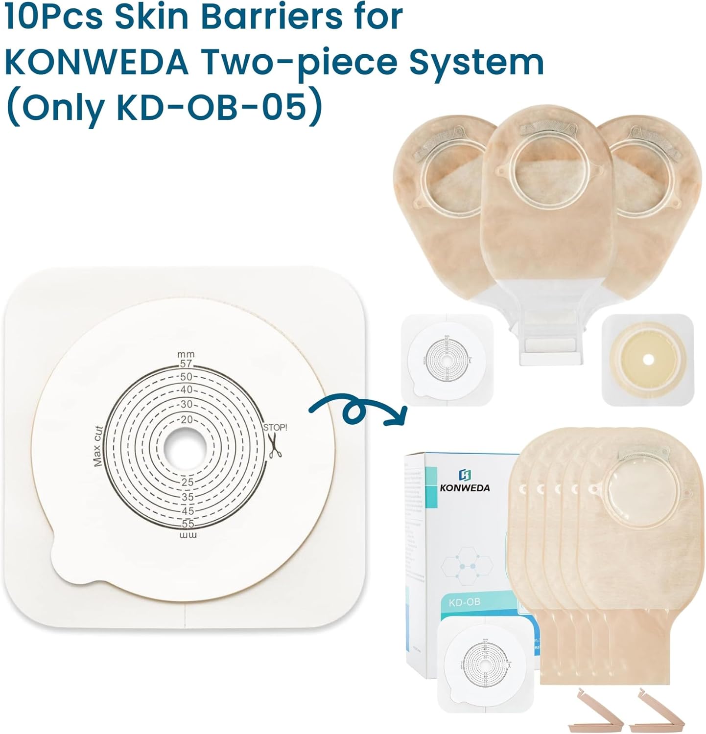 Adhesive Skin Barriers Wafer for KONWEDA Ostomy Two-Piece Bag System ...