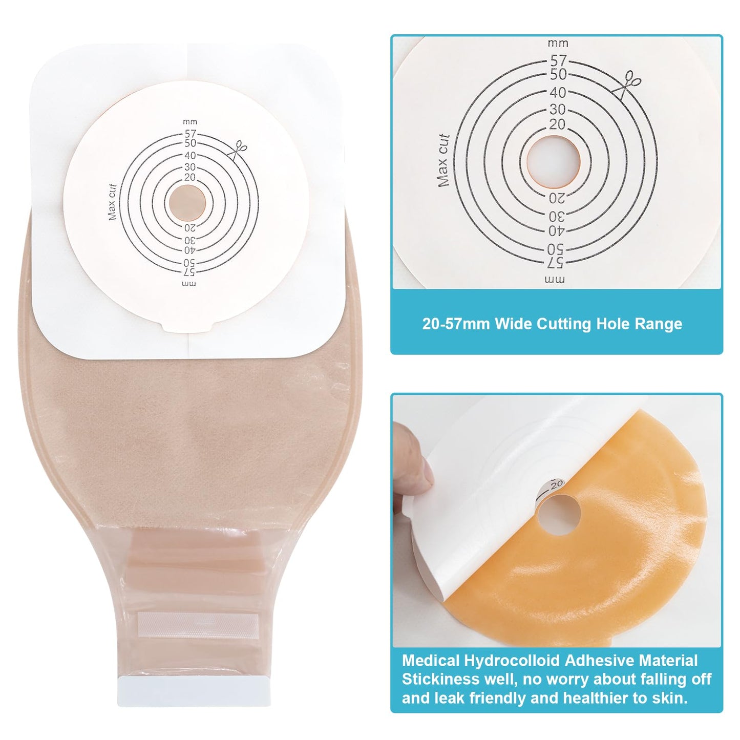 Ostomy Bags, Colostomy Supplies, Two-Piece Drainable Ostomy Pouch for ...