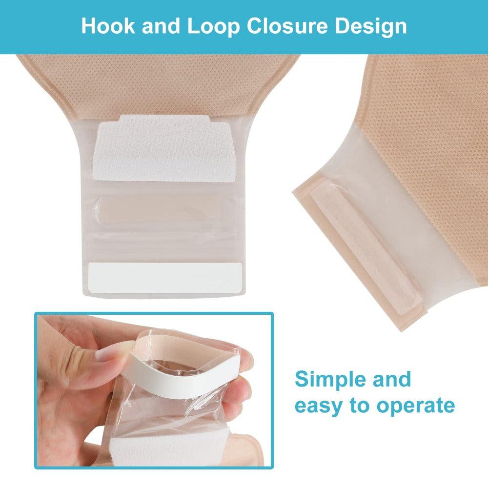 Colostomy Bags, One Piece Drainable Ostomy Pouch with Hook and Loop Cl ...