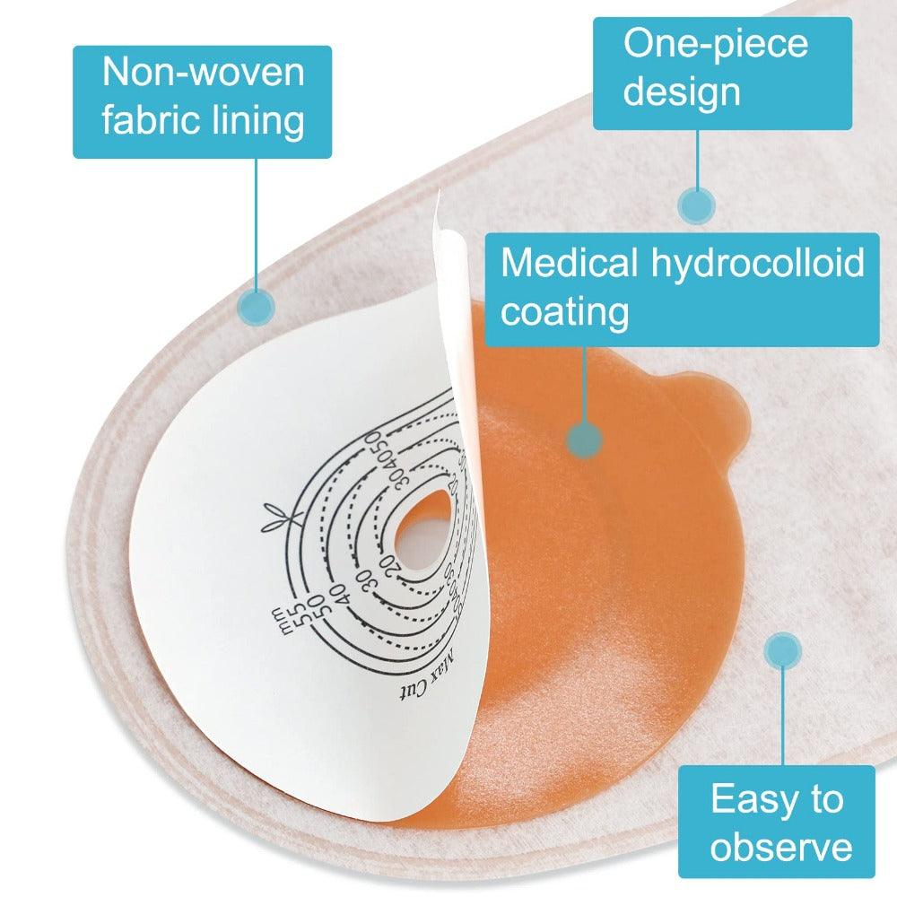 Disposable Ostomy Bags, One-Piece Closed Colostomy Pouch, 10 PCS ...